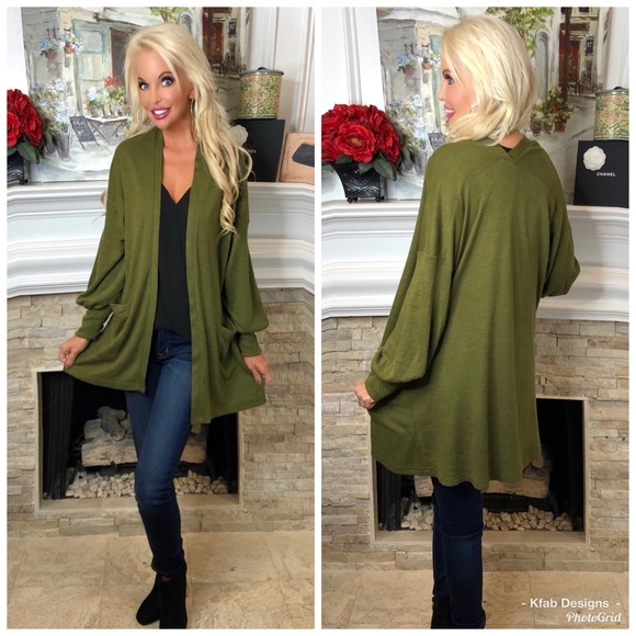 Sweaters | Last 1 Olive Open Lightweight Pocket Cardigan | Poshmark